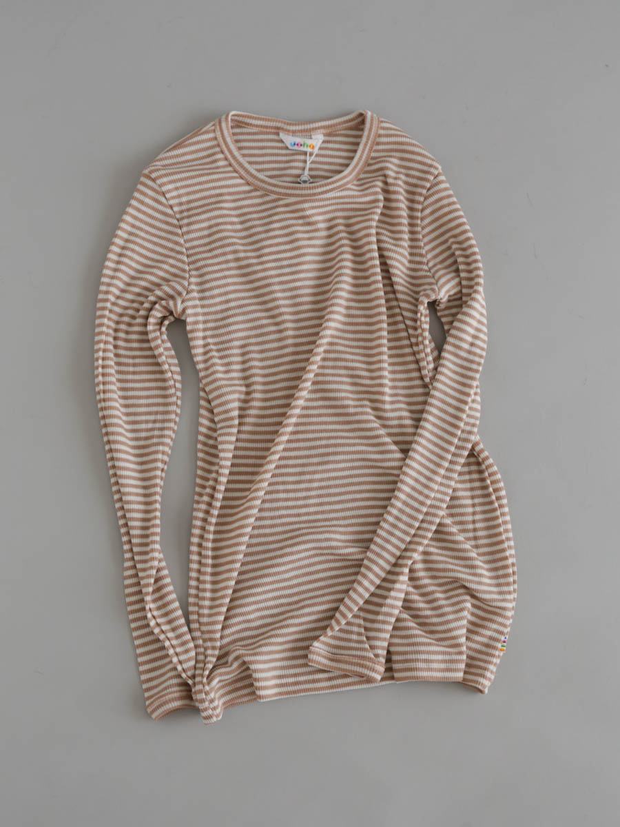 joha ヨハ / ウールシルクボーダー長袖Tシャツ 150